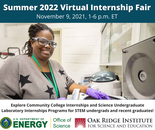 Summer 2022 Internships at DOE National Laboratories – 11/9, 10:00 a.m ...