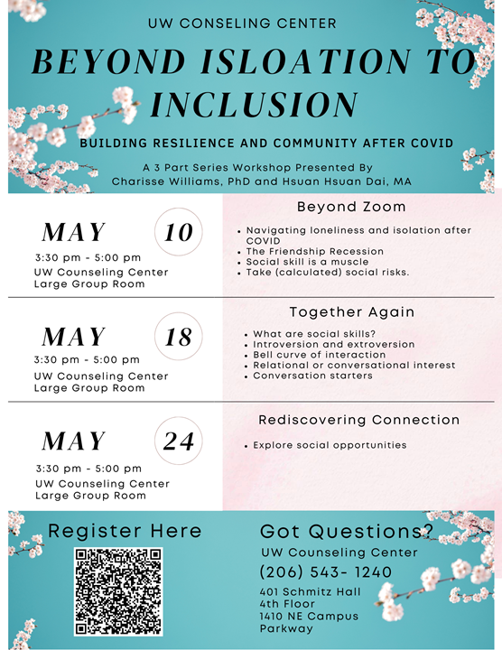 UW Counseling Center: 3-Part Workshop on “Beyond Isolation to Inclusion ...