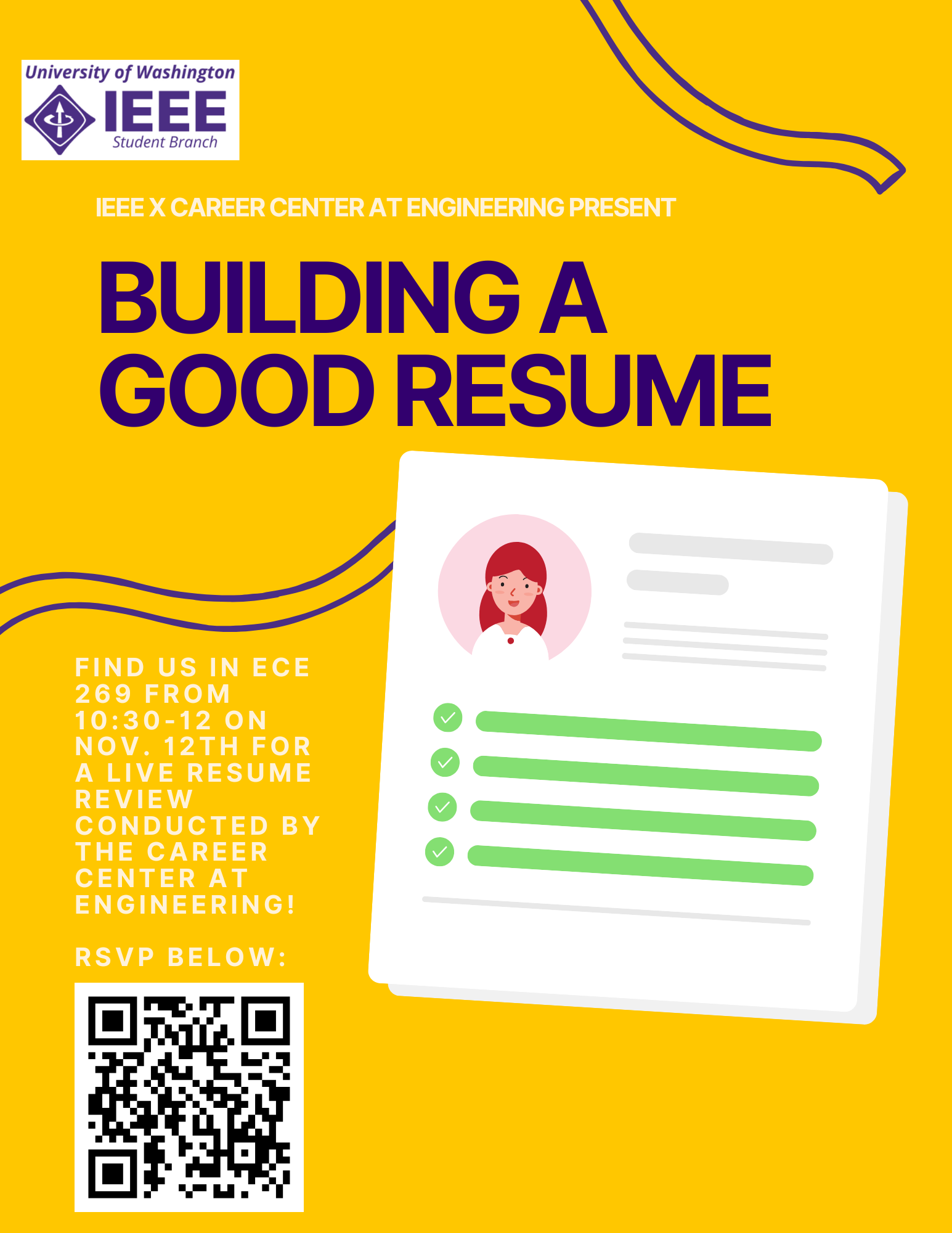 UW IEEE: Resume Review with the Career Center – 11/12, 10:30 a.m. | ECE Advising Blog